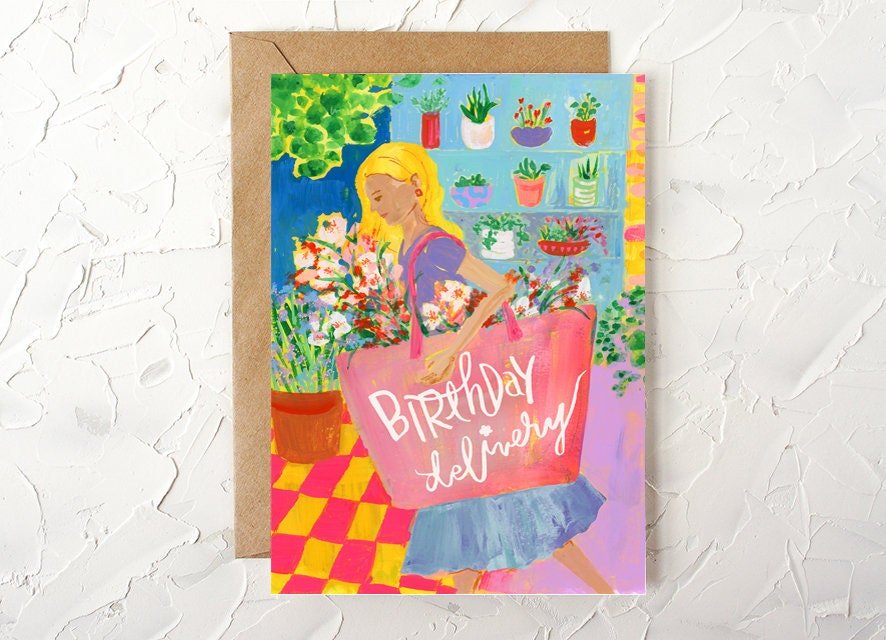 Happy Birthday Delivery Greeting Card – Jean Choe Art & Design