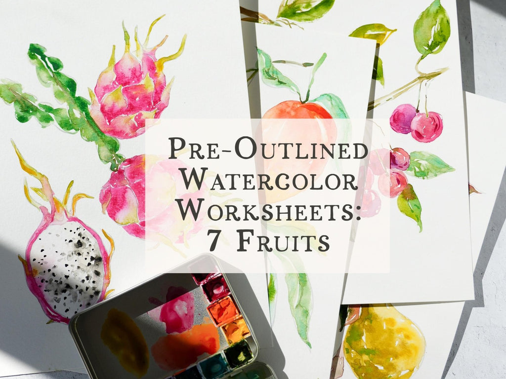 Individual Fruit Watercolor Pages: Pre-Outlined Fruits – Jean Choe Art ...
