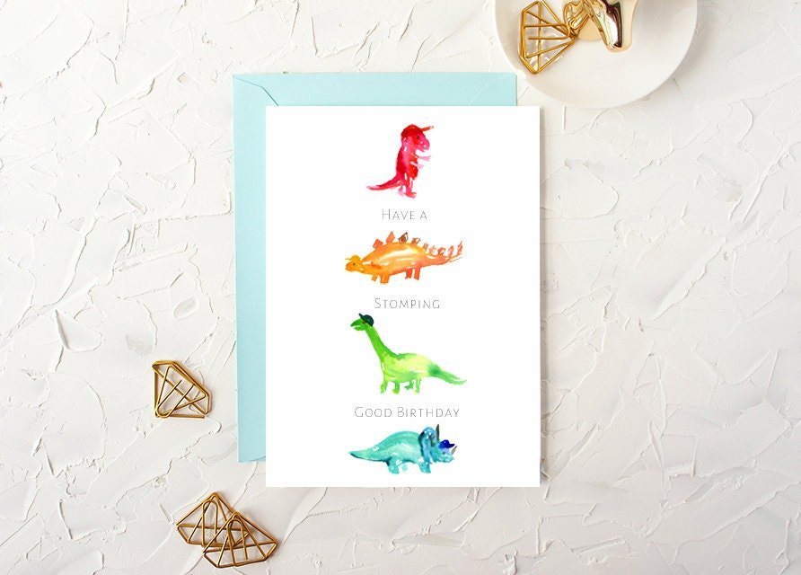 Kids Dinosaur Birthday Card: Dino Hats – Jean Choe Art & Design